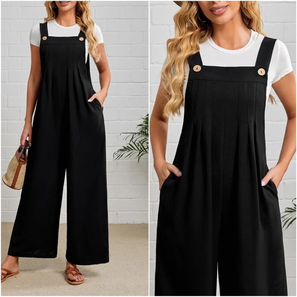 Pants & Jumpsuits | Black Wide Leg Minimalist Jumpsuit Jumper | Poshmark